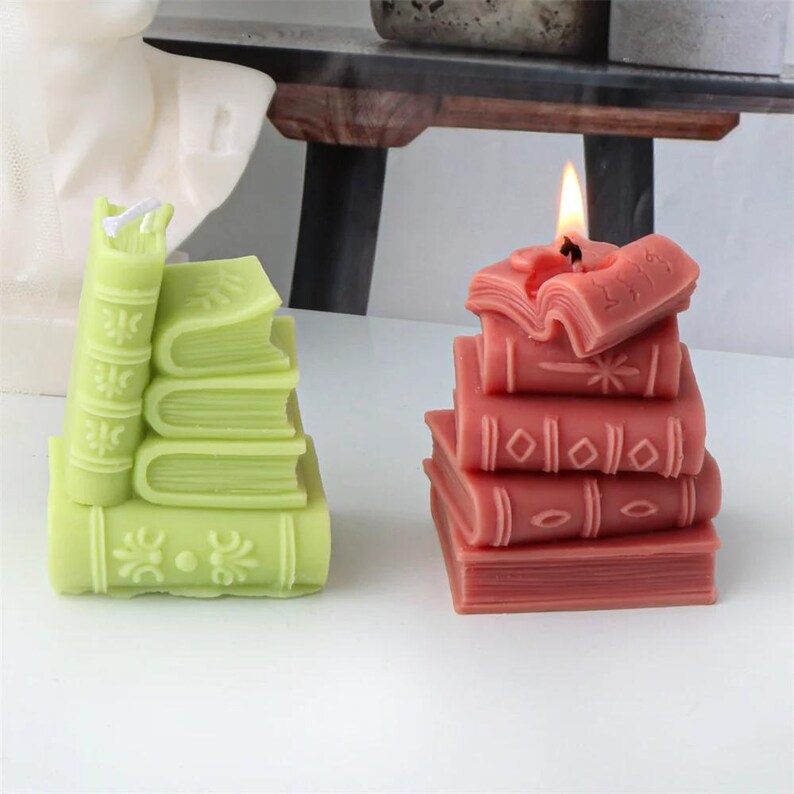 3D Book Silicone Candle Mold, Literary Style Plaster Epoxy Resin ...