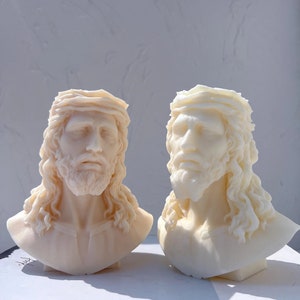 Jesus Statue Silicone Candle Mold, Unique Bust Sculpture Soy Wax Candle ...