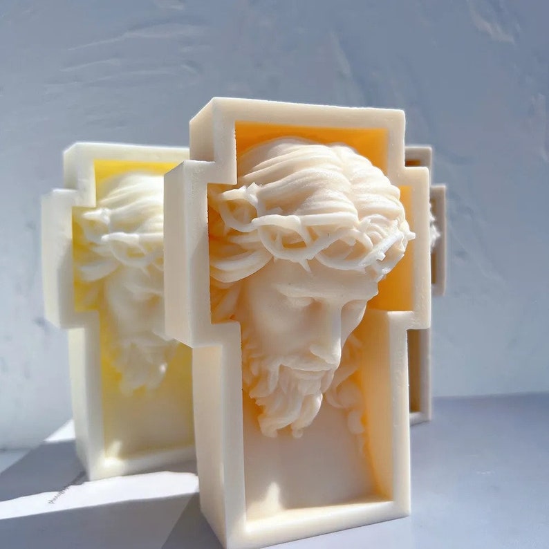 Jesus Cross Statue Silicone Mold: Bust Sculpture Candle Mould - Etsy