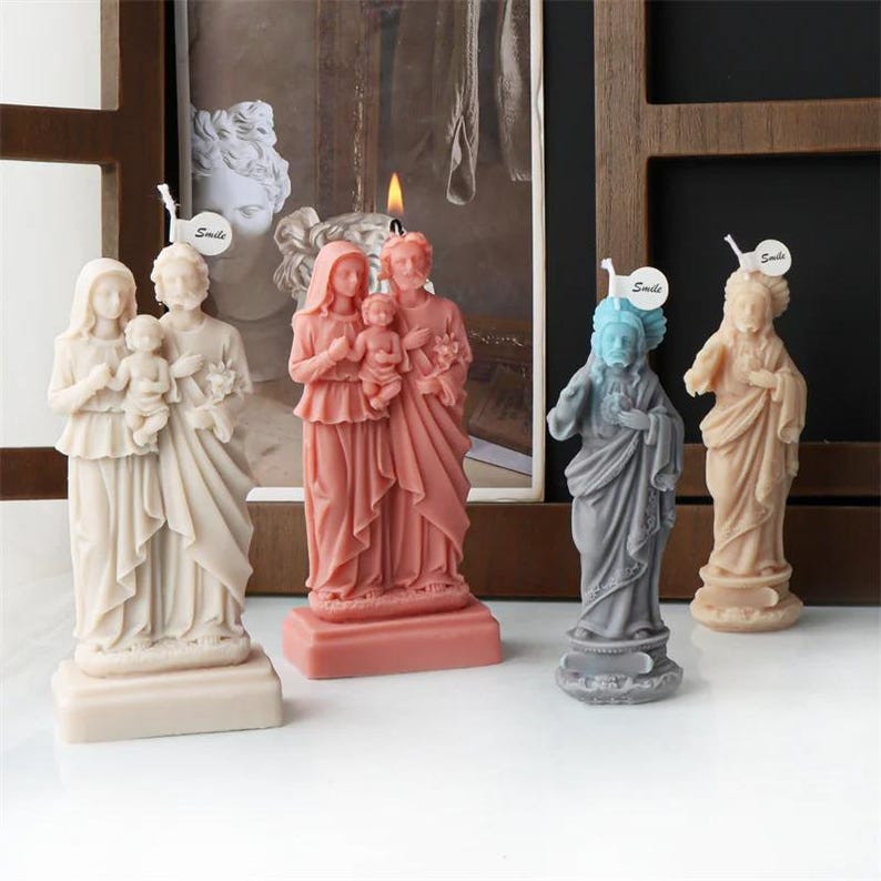 Heart Jesus Statue Mold, Holy Family of Virgin Mary and Jesus Plaster ...