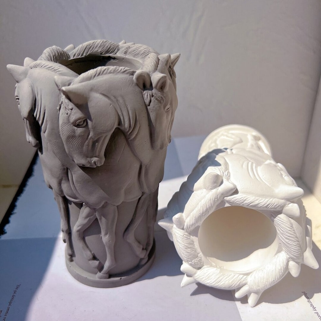 Herd Horse Statue Silicone Mold, Jesmonite Cement Molds, Sculpture ...