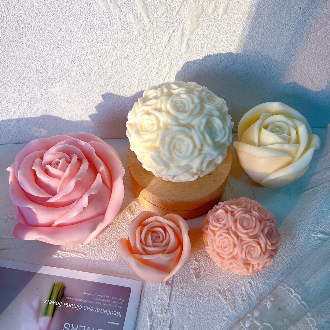 3 Sizes Rose Shaped Candle Mold Valentine's Day Gift Idea Flower Rose ...