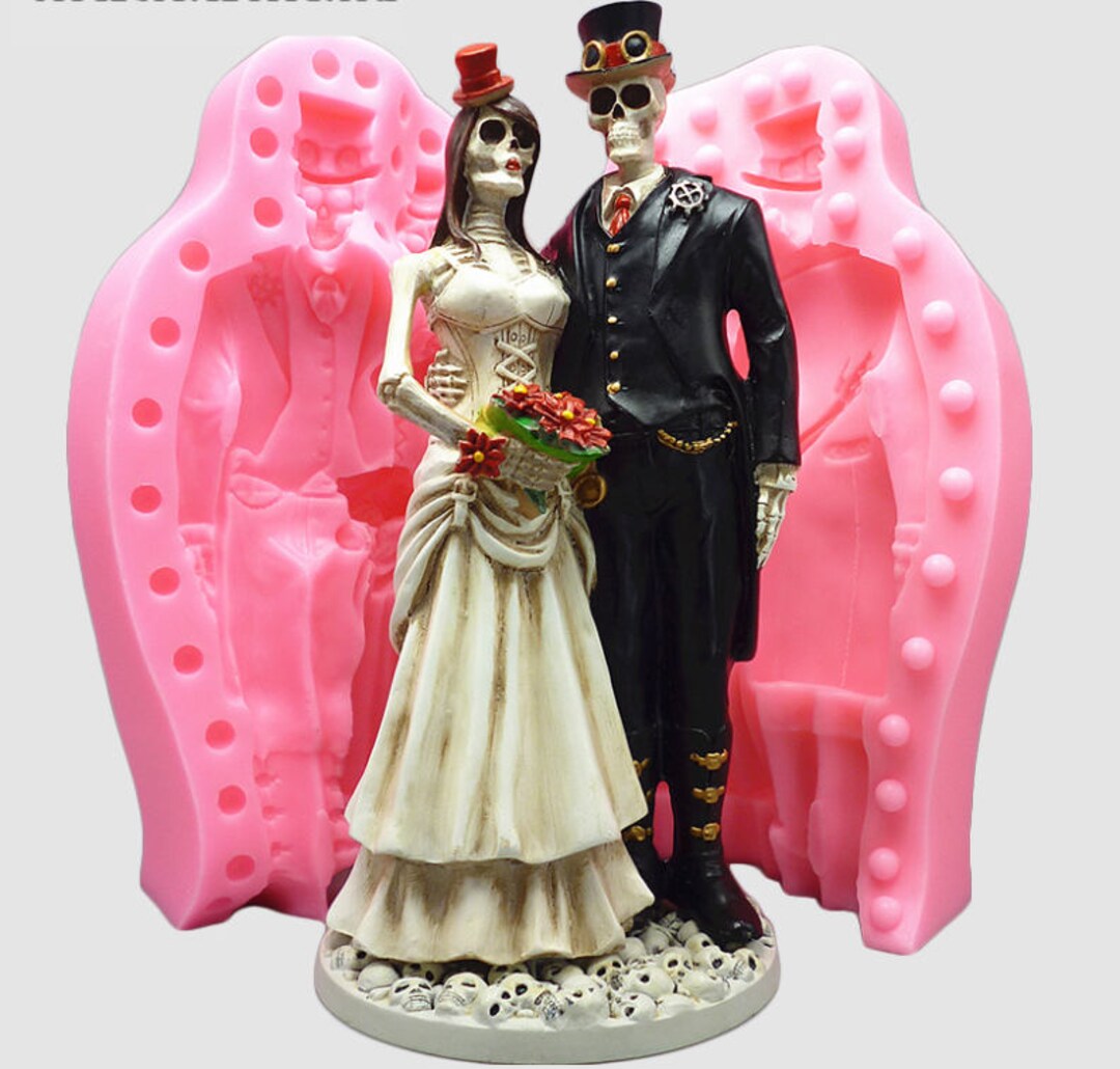 3D Couple Wedding Skull Silicone Plaster, Gypsum, Candle Mold Casting ...