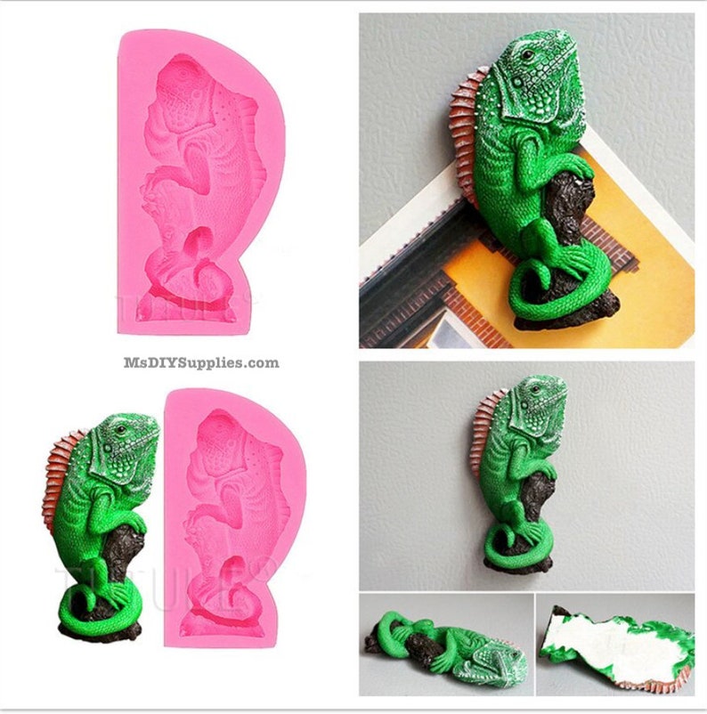 Iguana Lizard Silicone Mold - Metal, Fondant, Polymer Clay, Resin ...