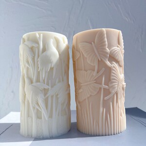 Bird Pillar Silicone Candle Mold, Geometric Butterfly Column Soy Wax ...