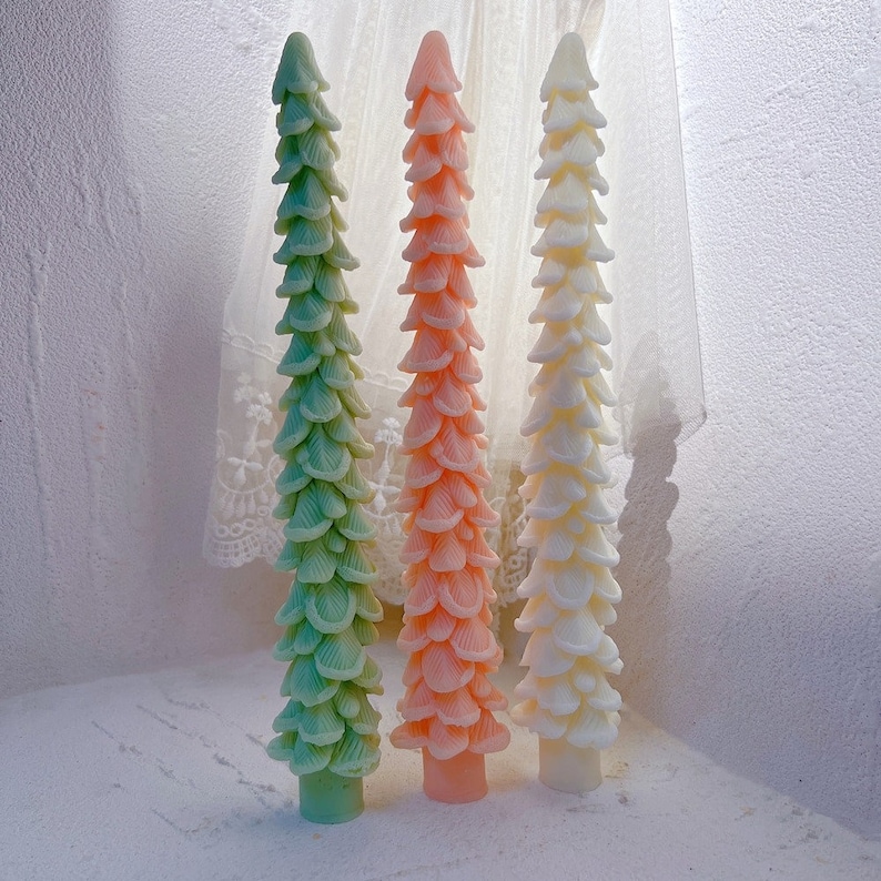 Pillar Christmas Tree Candle Molds Taper Silicone Mold Dinner - Etsy