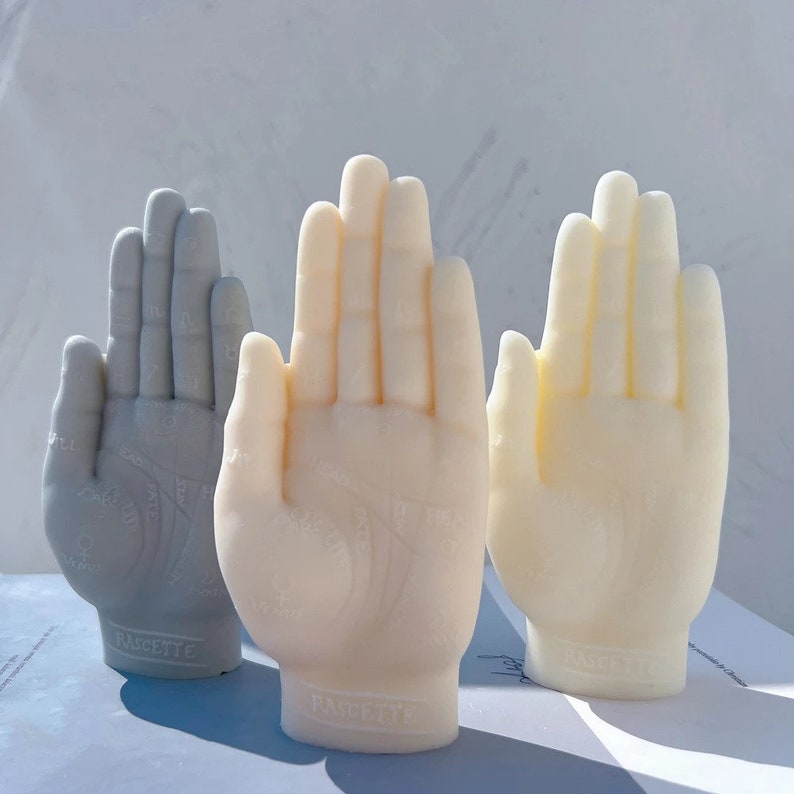 Palmistry Hand Sculpture Candle Mold, Ancient Palm Hands Statue ...