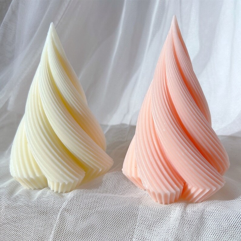 Christmas Decor Swirl Taper Pillar Candle Molds Ribbed Swivel - Etsy