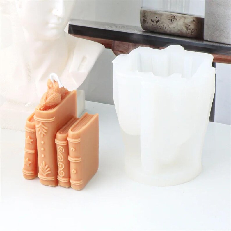 3D Book Silicone Candle Mold, Literary Style Plaster Epoxy Resin ...
