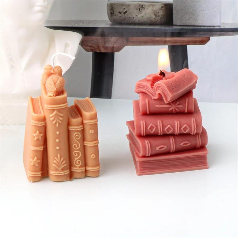 3D Book Silicone Candle Mold, Literary Style Plaster Epoxy Resin ...