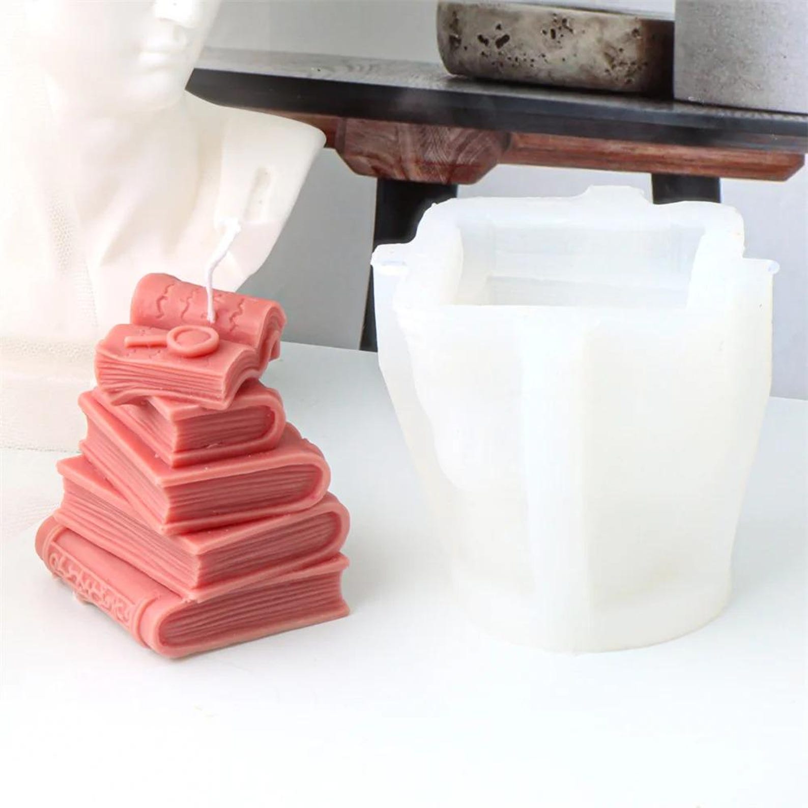 3D Book Silicone Candle Mold, Literary Style Plaster Epoxy Resin ...