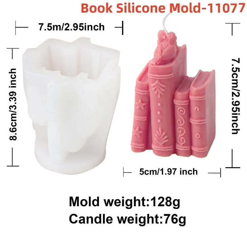 3D Book Silicone Candle Mold, Literary Style Plaster Epoxy Resin ...