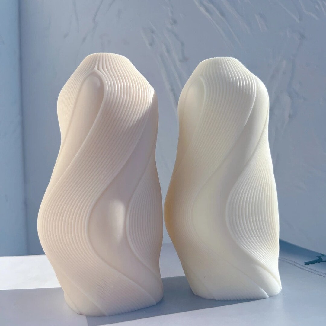 Wave Twirl Ribbed Candles Silicone Mould Swirl Pillar Candle Mold Wavy ...