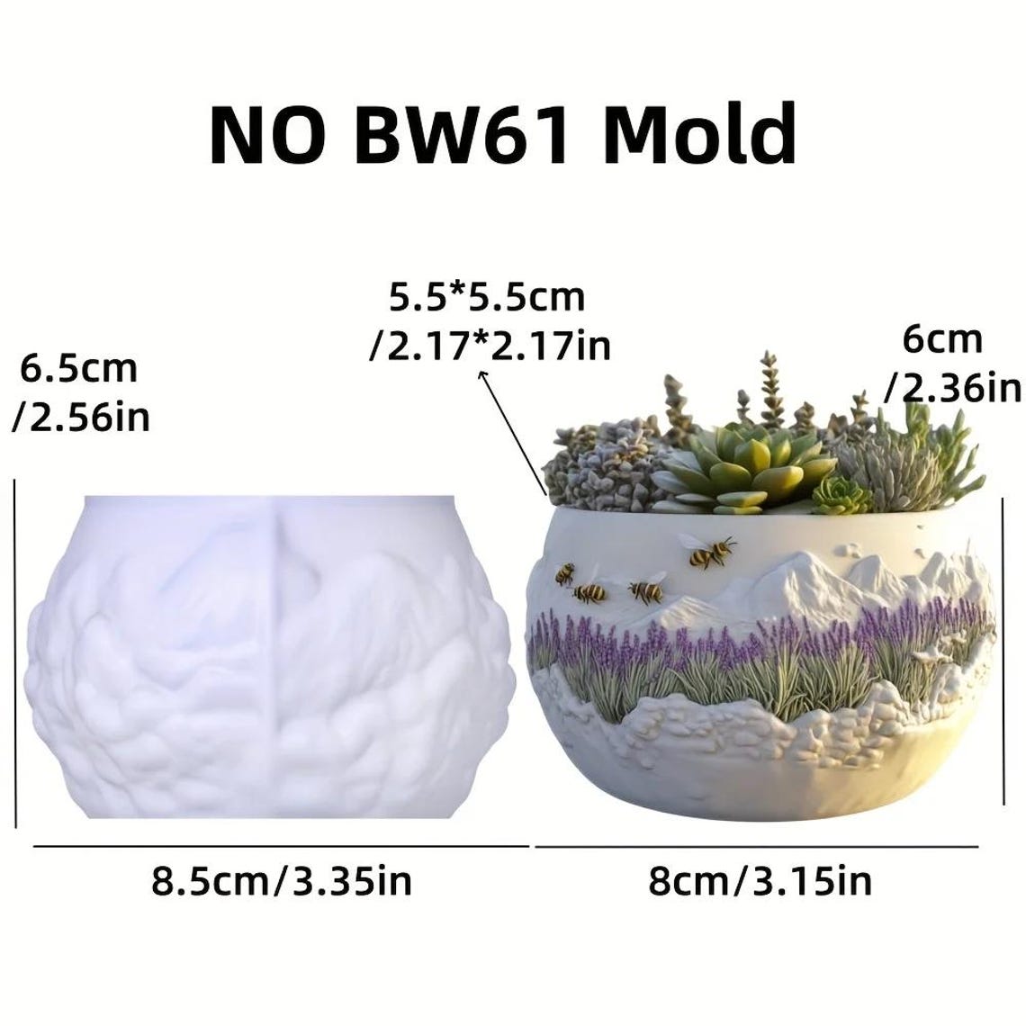 Lavender Field With Flying Bees Succulent Plant Pot Silicone Mold ...
