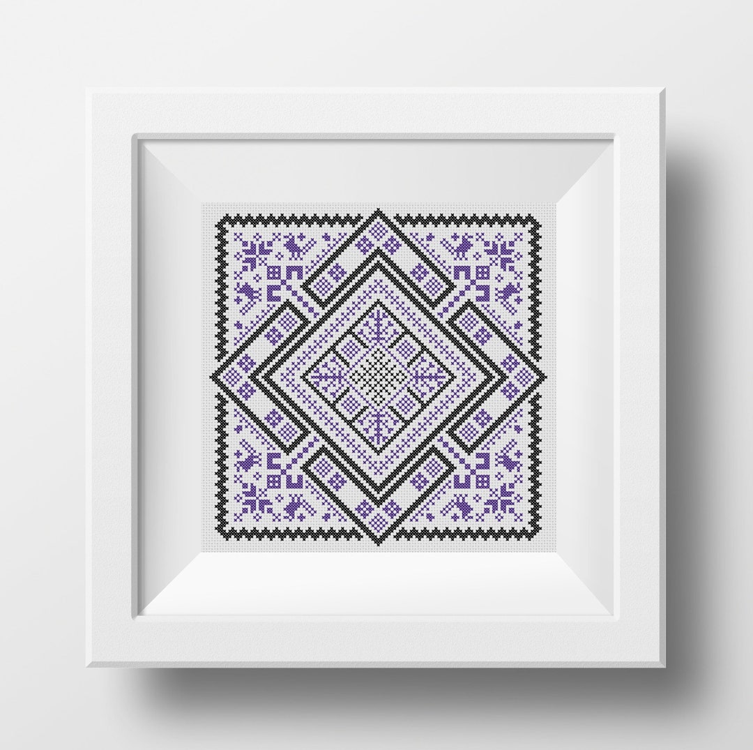 Swedish Rhombus Folk Embroidery Pdf Pattern With Birds in Cross Stitch ...