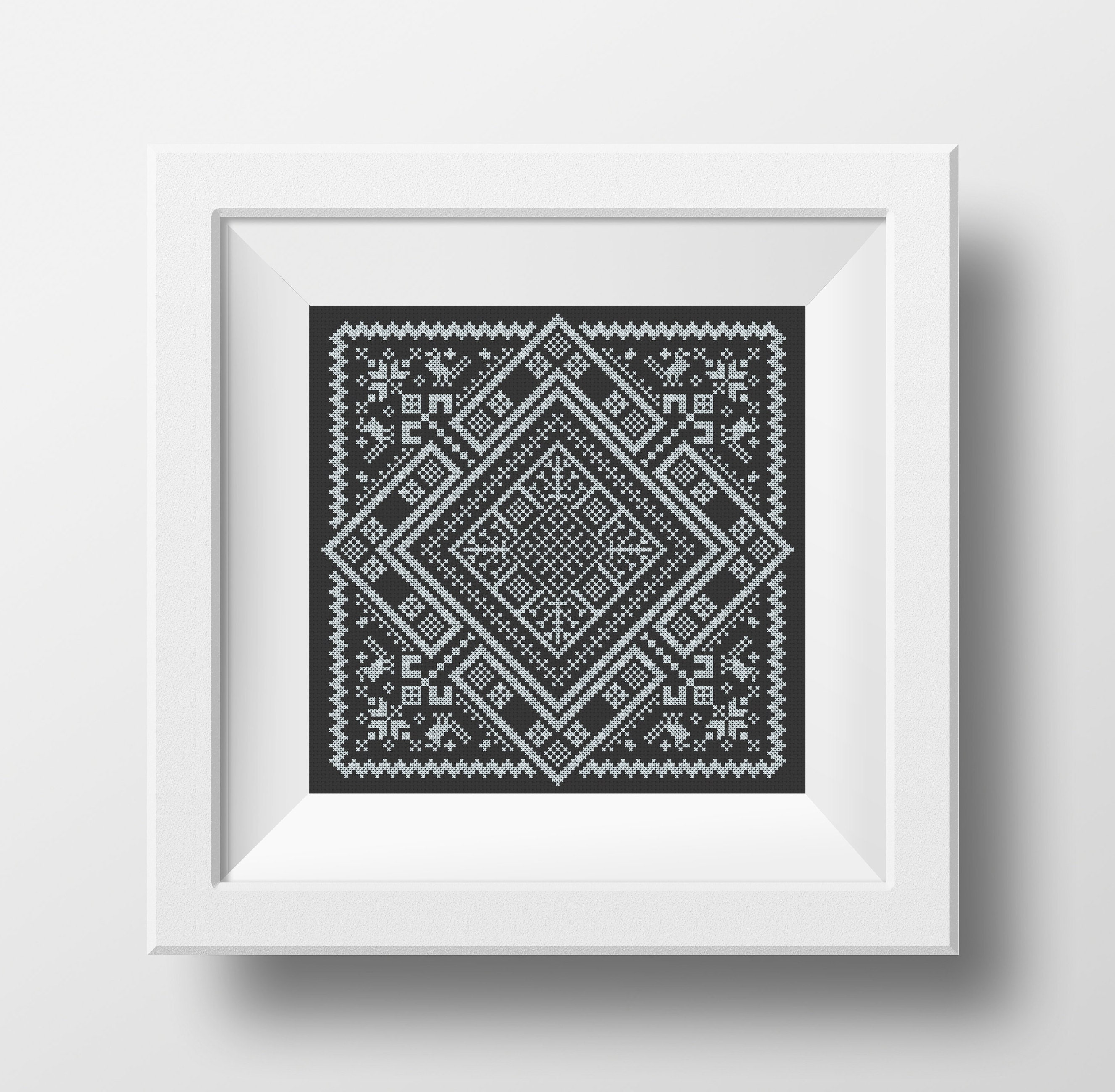 Swedish Rhombus Folk Embroidery Pdf Pattern With Birds in - Etsy Norway