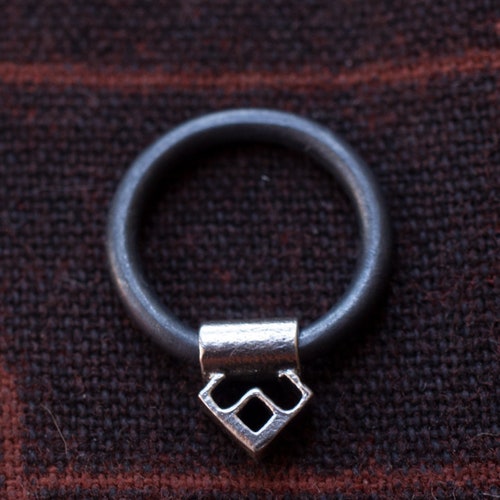 Black Niobium Piercing Ring With Sterling Silver Lock 14g 16g | Etsy