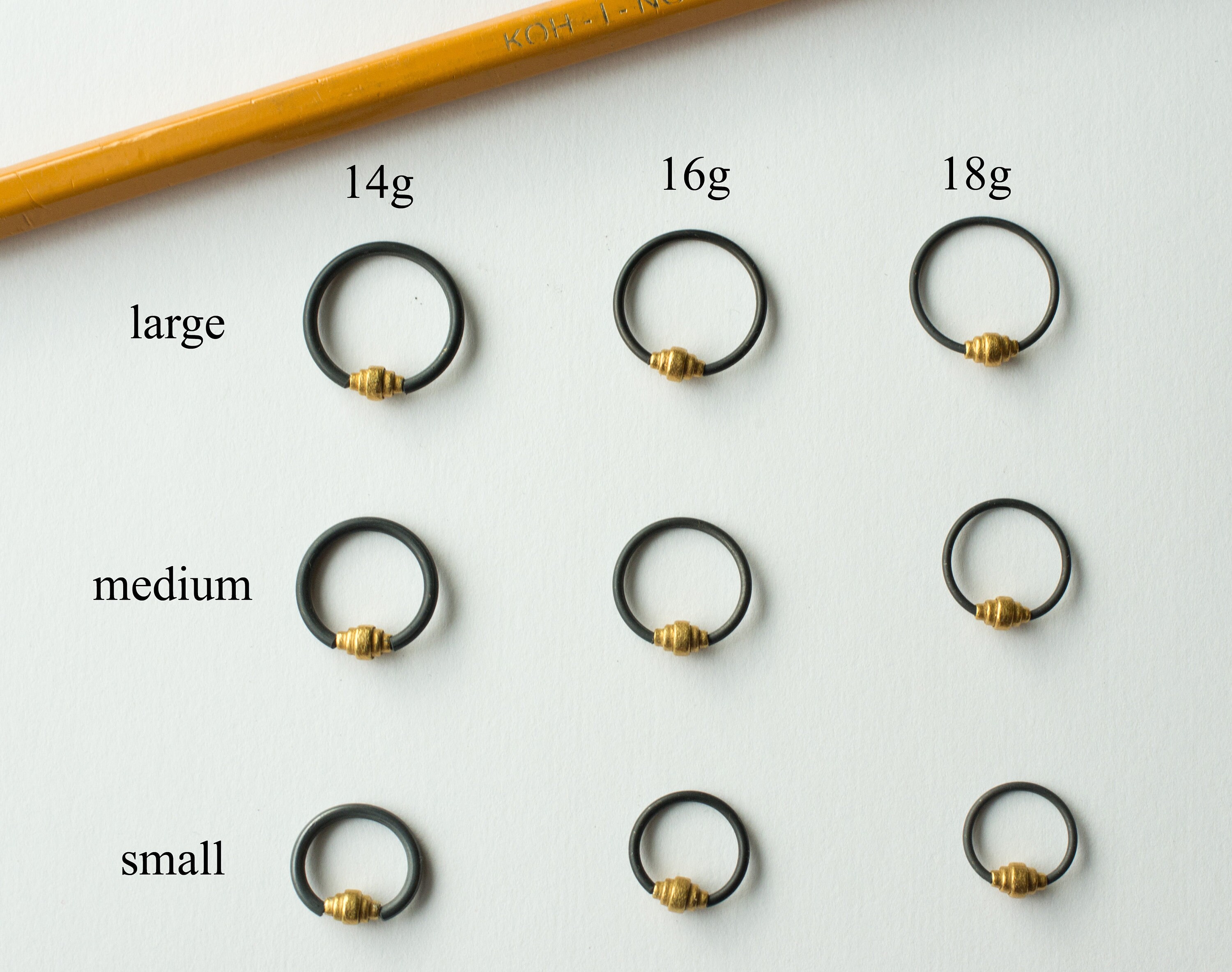 Black Niobium Piercing Ring With Sterling Silver Lock 14g 16g | Etsy