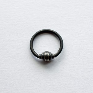 Black Niobium Piercing Ring With Sterling Silver Lock 14g 16g 18g 1.6mm ...