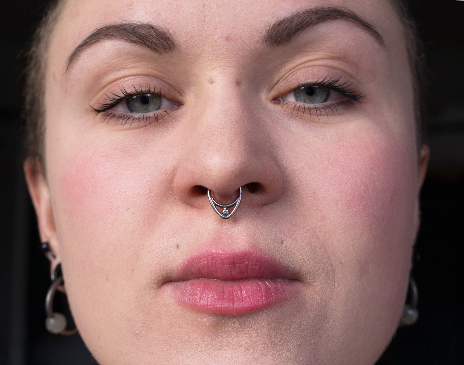 Sterling silver teardrop septum nipple earlobe ring oxidized | Etsy