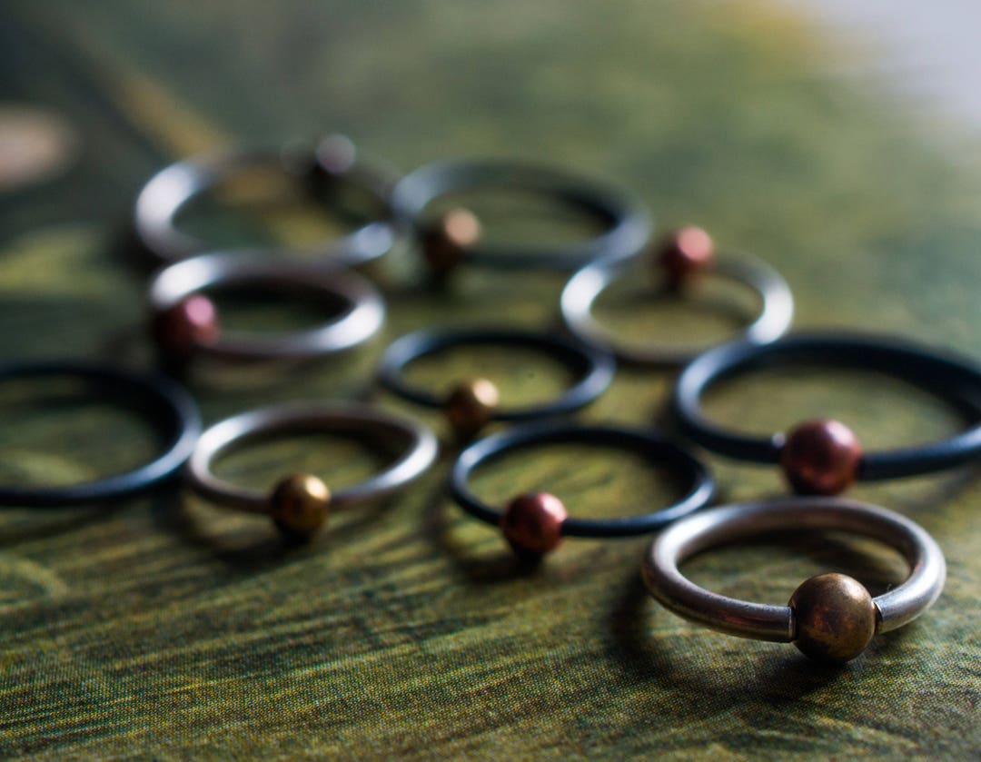 Piercing Ring Black Gray Niobium Sterling Silver Copper Brass Ball ...