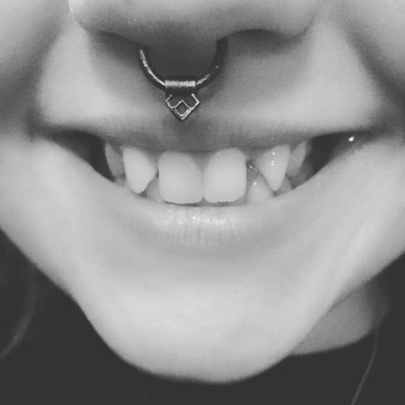 Black niobium sterling silver piercing ring septum nipple | Etsy