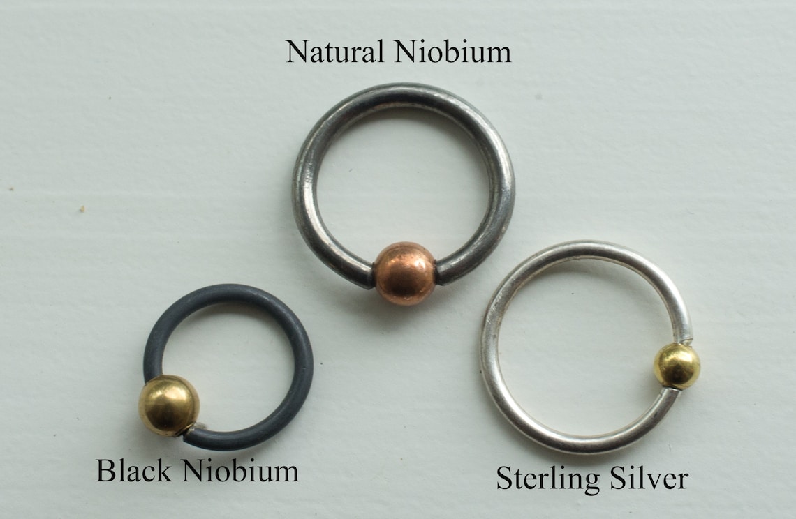 Sterling Silver Black Niobium Captive Bead Piercing Ring 1mm - Etsy
