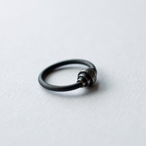 Black Niobium Piercing Ring With Sterling Silver Lock 14g 16g 18g 1.6mm ...