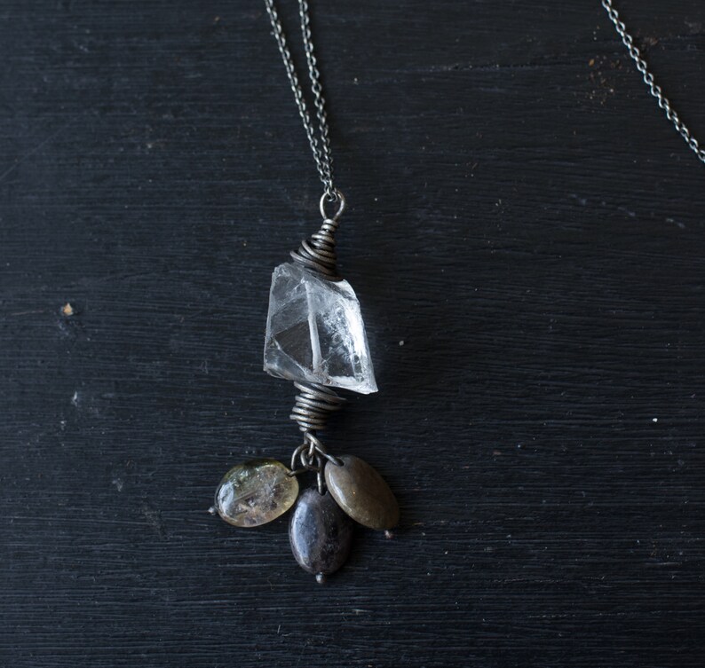 Long Necklace Sterling Silver Crystal Quartzrock Crystal Multi Color ...