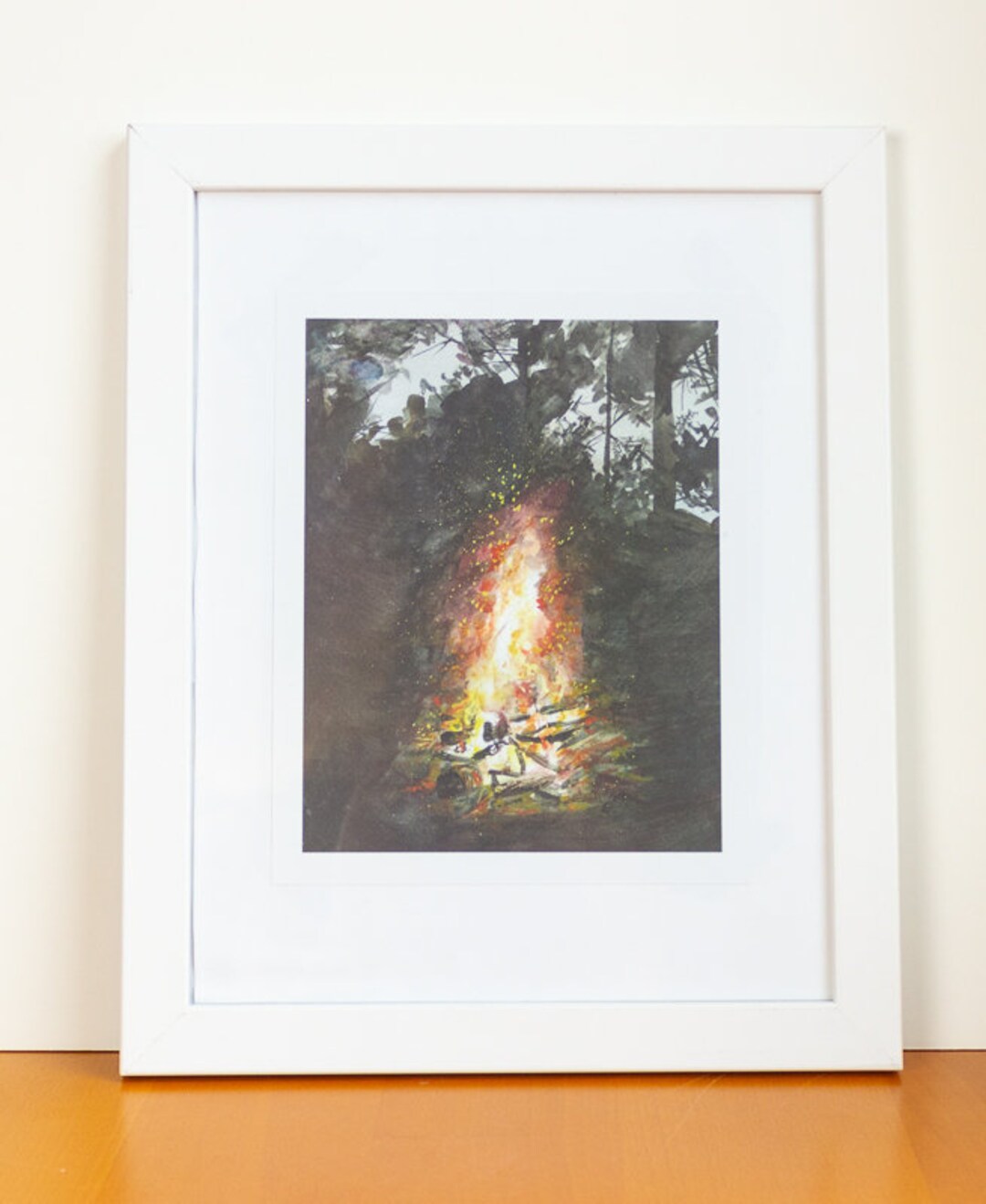 Fire Watercolor Print | Camping | Woods | Nature Lover | Artwork - Etsy