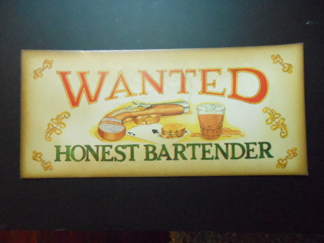 Bar Sign wanted Honest Bartender Colorful Vegas - Etsy