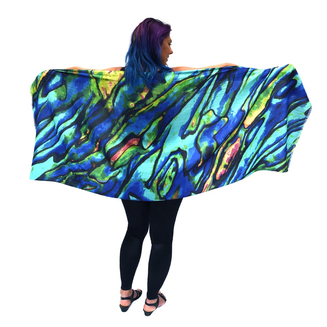 Paua Shell Abalone Scarf, Special Gift, Soft Cotton Sarong, Headwrap ...