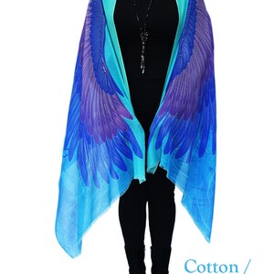 Wings Scarf, Resort Wear, Aqua Blue Feather Scarf, Burning Man Costume ...