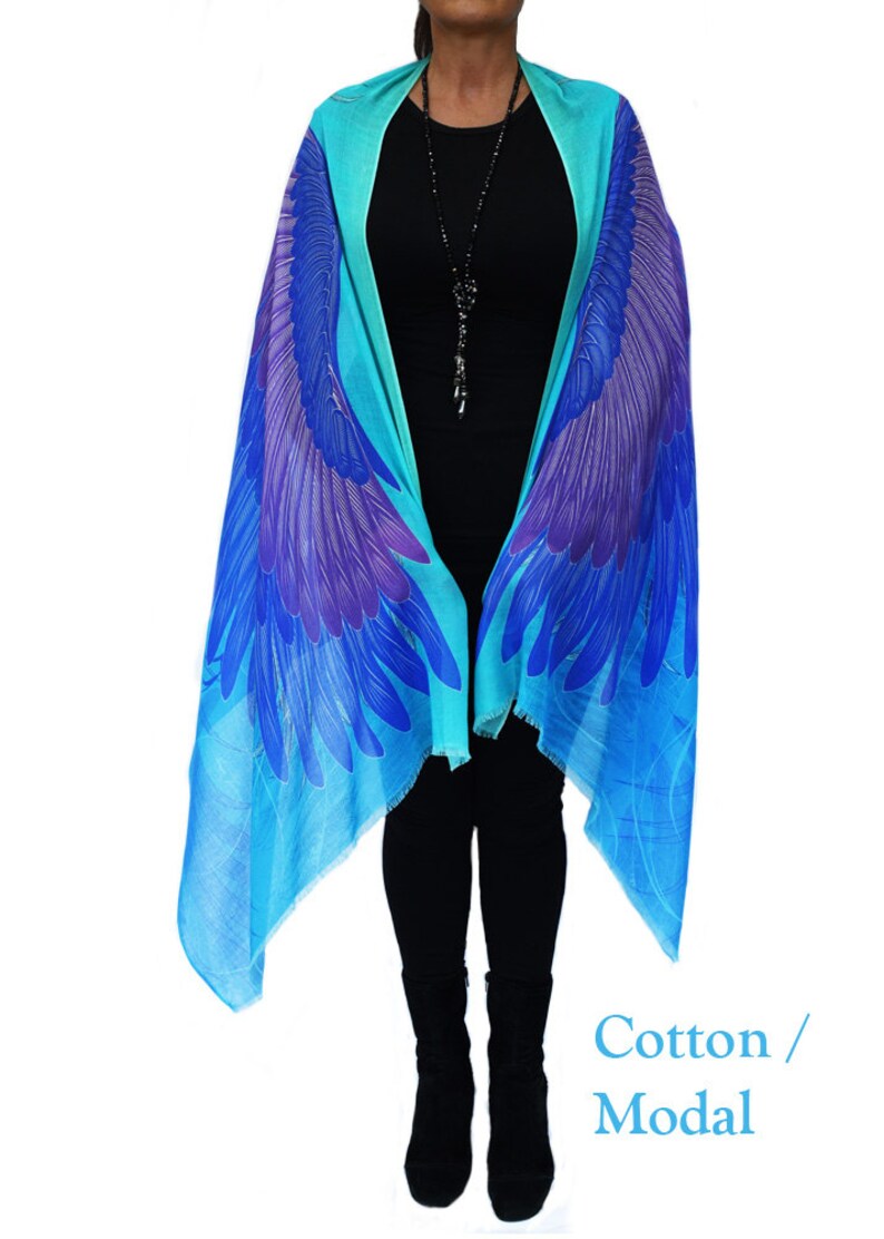 Wings Scarf, Resort Wear, Aqua Blue Feather Scarf, Burning Man Costume ...