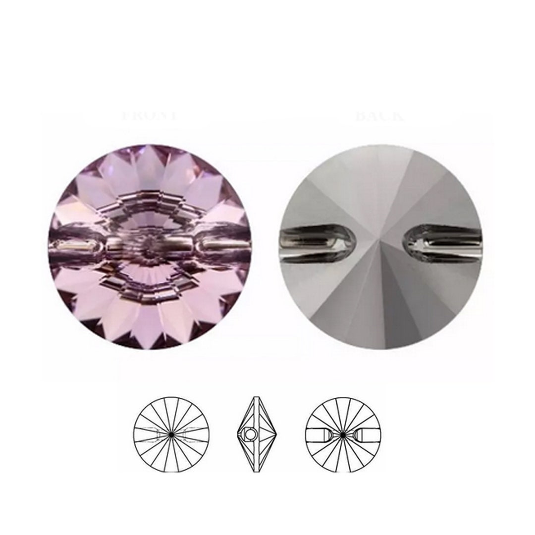12mm Swarovski Light Amethyst Button, Lovely Rivoli Crystal Button, 3015 Sew-on Light Amethyst ...