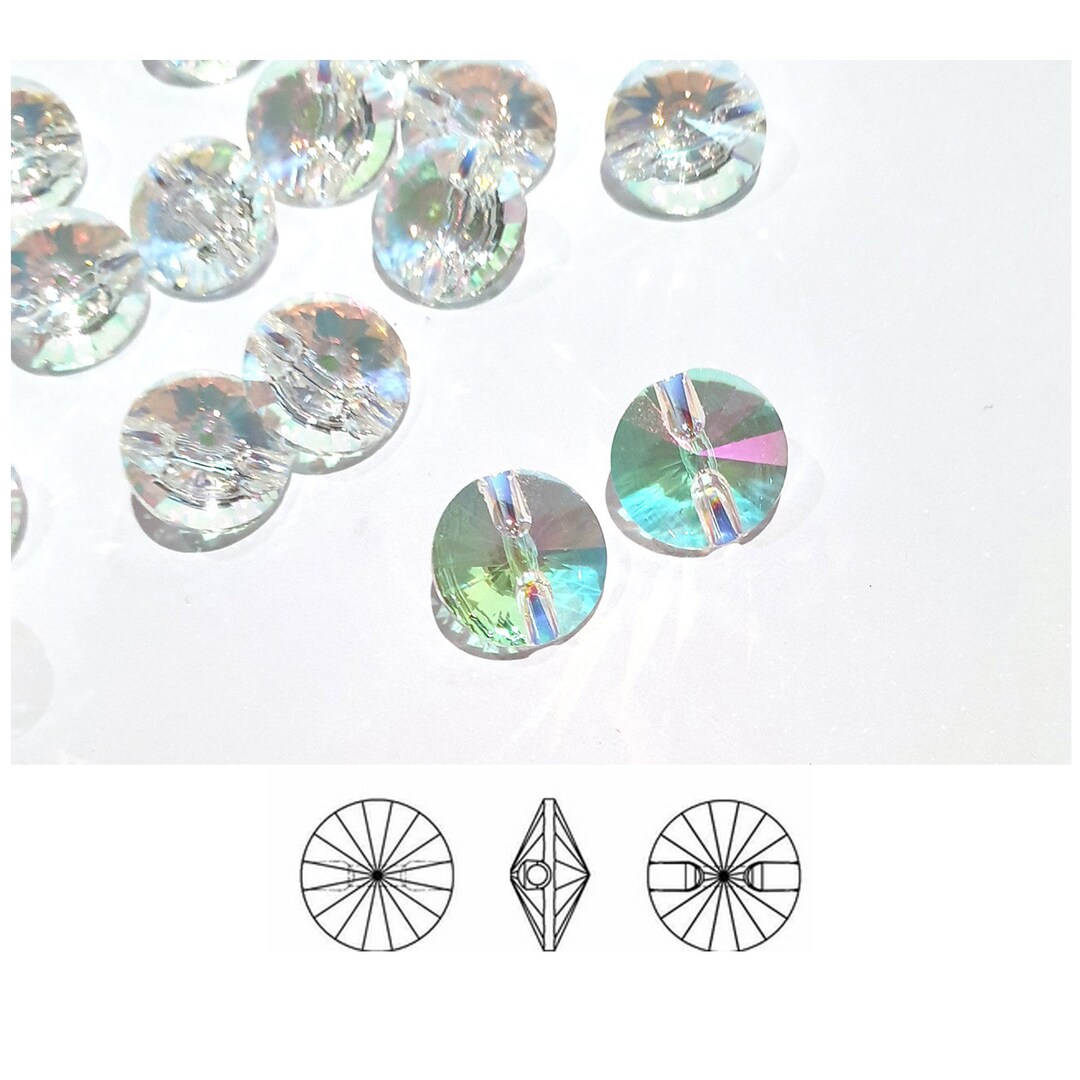 10mm Swarovski Crystal AB Button, Sparkling Rivoli Crystal Button, 3015 Sew-on Crystal, Gorgeous ...