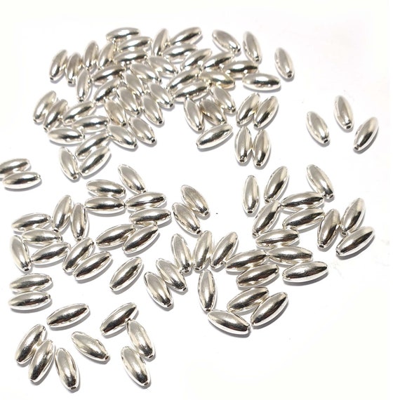 100x Lovely Silver Oval Rice Metal Bead Silver Accent Beads - Etsy