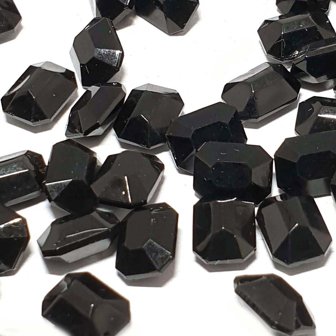 Striking 8x6mm Swarovski Crystal Jet Black Rectangle, New Vintage Black ...