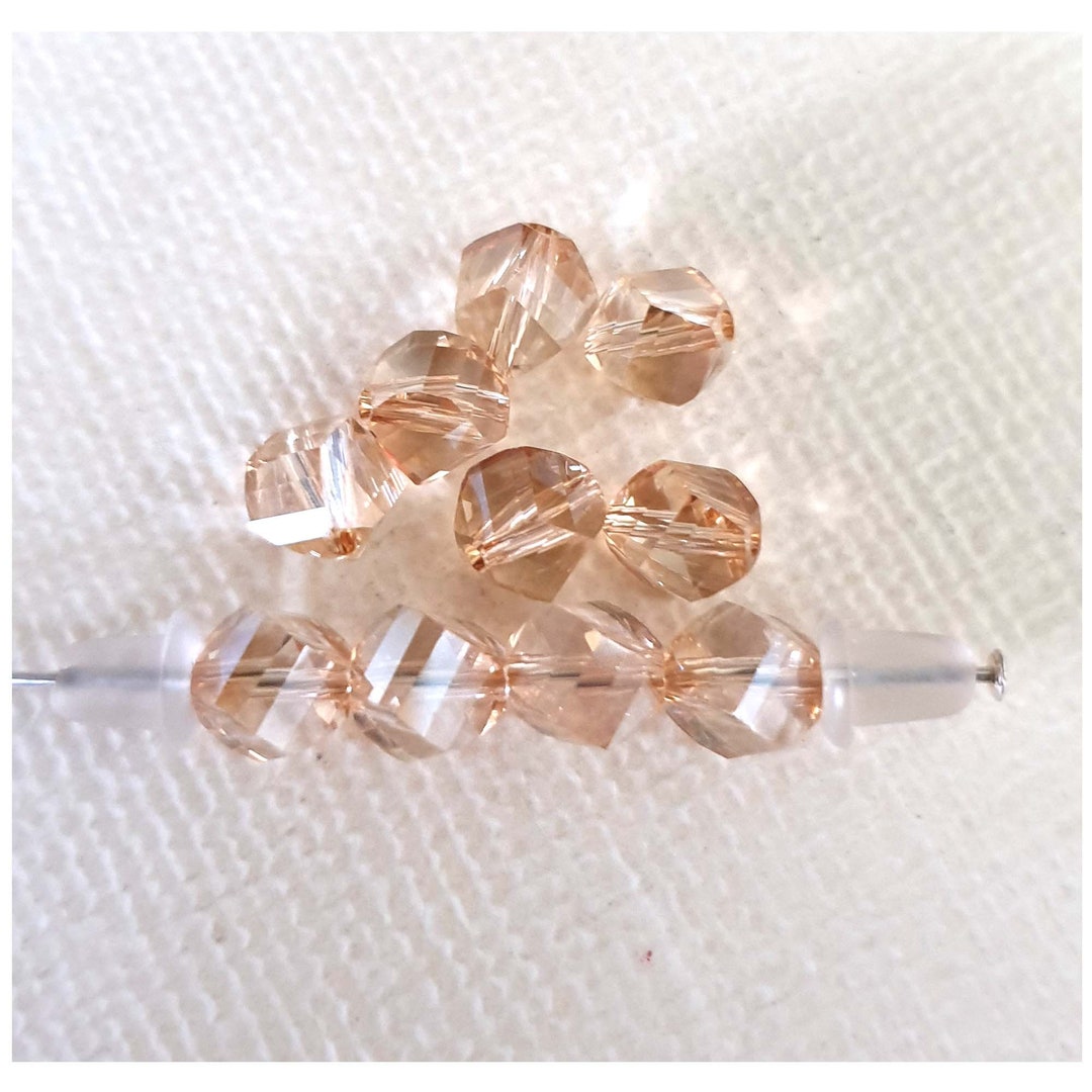 Swarovski Crystal 6mm Peach, Helix Crystal Faceted Beads, Centre Drill, code 5020 X10 Crystals ...