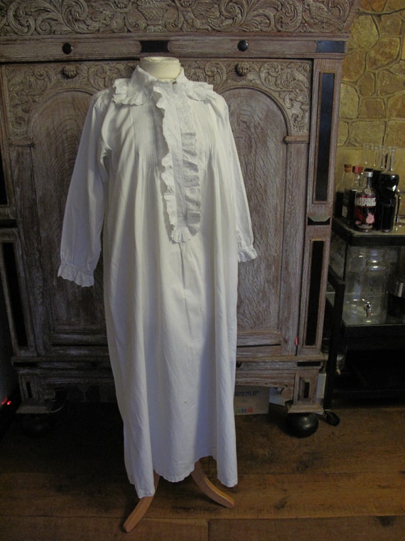 Antique Victorian full length ruffle night dress - Gem