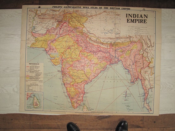 Antique School Map of the British Empire the Indian Empire | Etsy UK