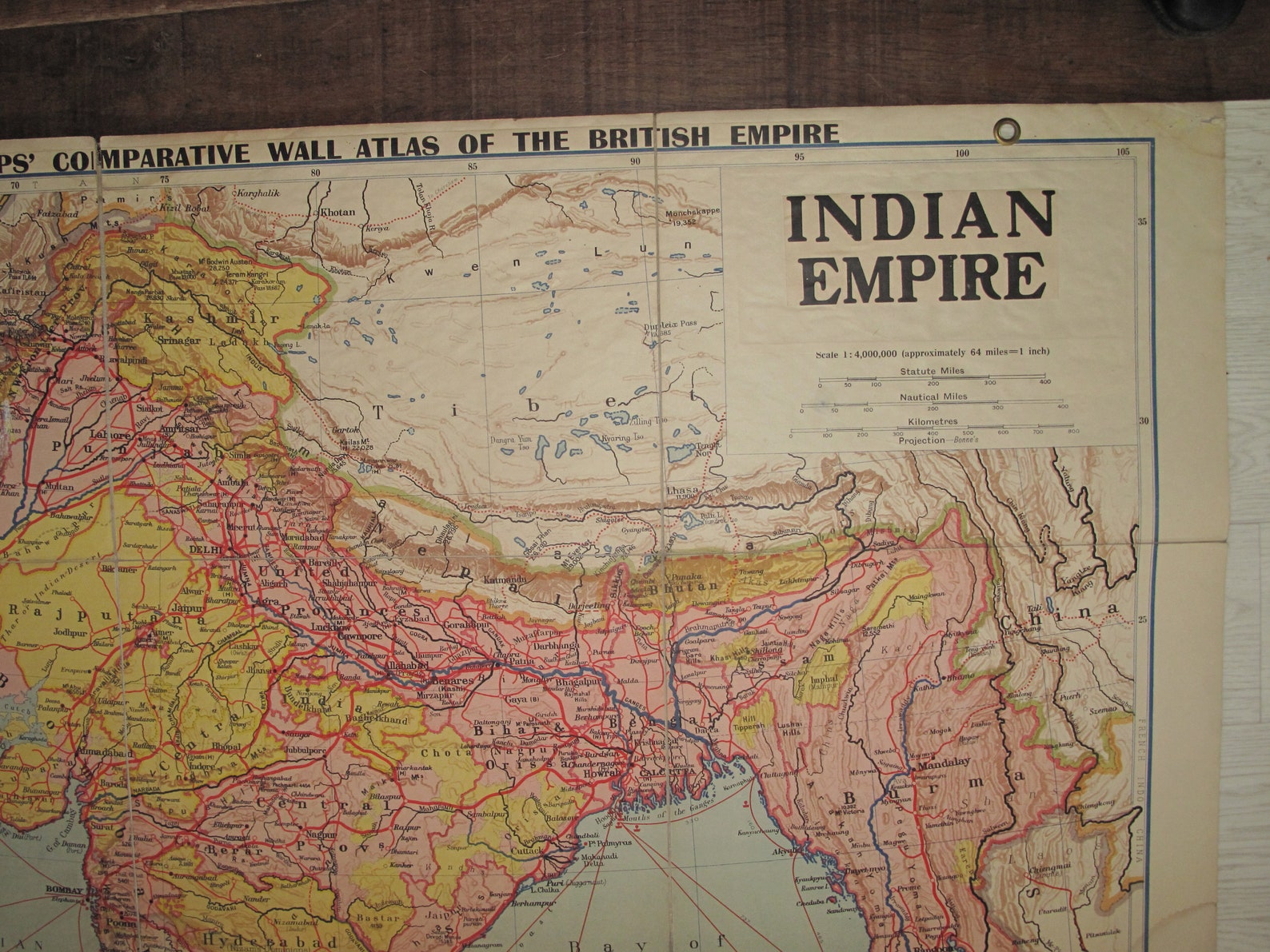 Antique School Map of The British Empire The Indian Empire | Etsy
