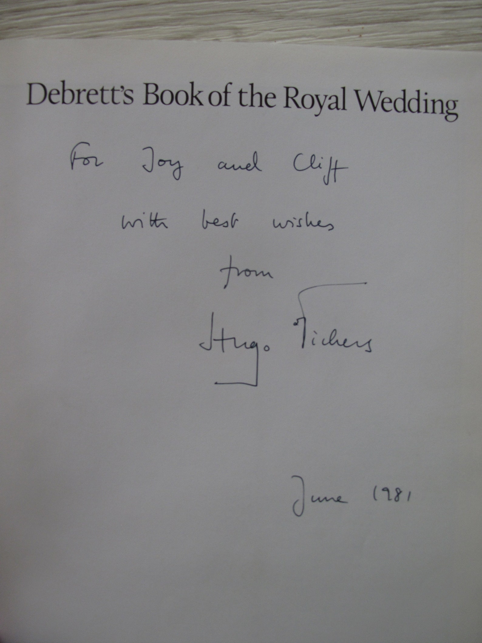 The Royal Wedding Book Signed by Author Hugo Vickers - Etsy