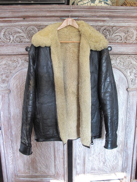 Men's original WW2 leather fighter pilot jacket size L - Gem