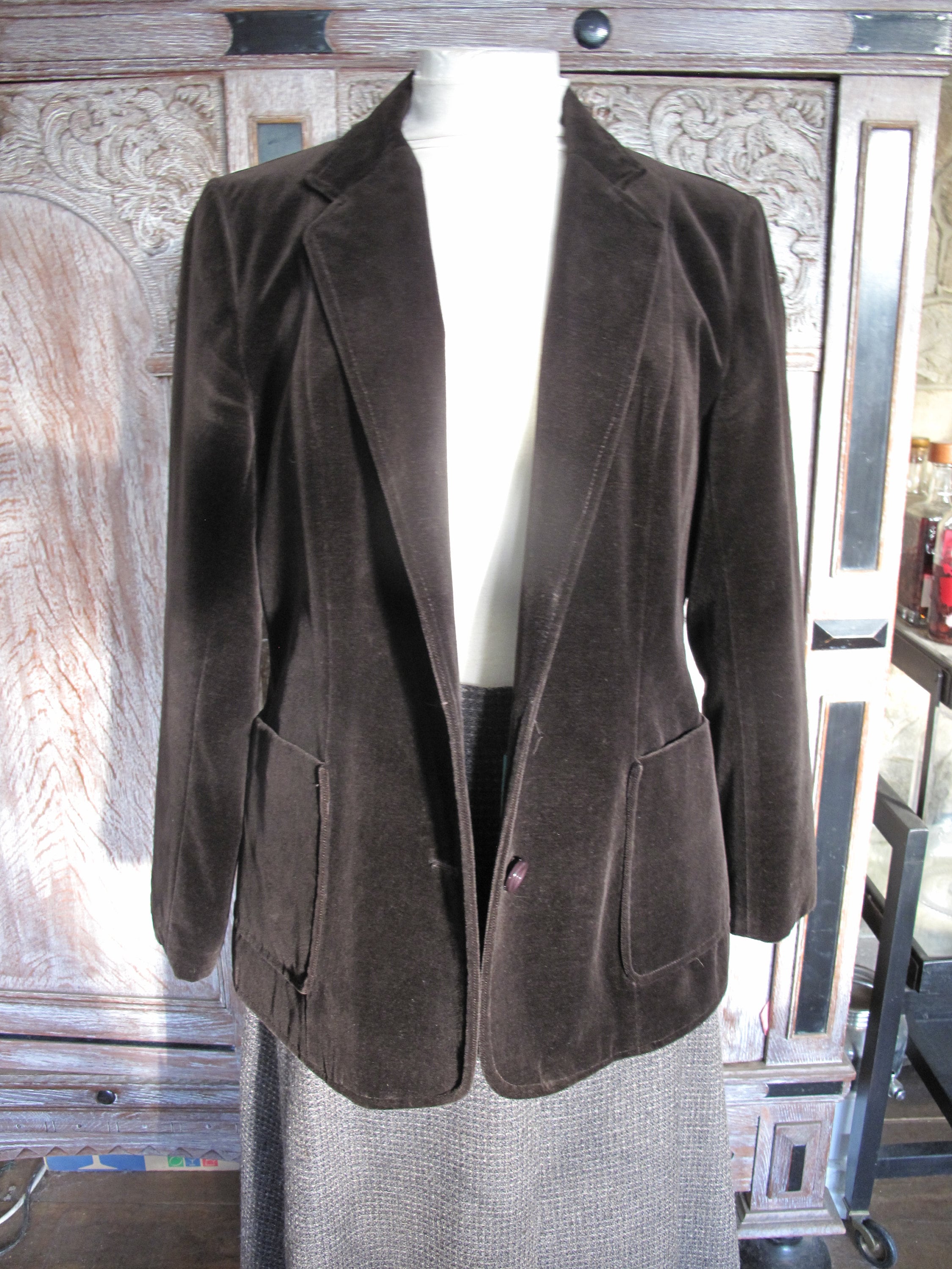 Brown velvet jacket by C & A, Ladies size Medium - Etsy 日本