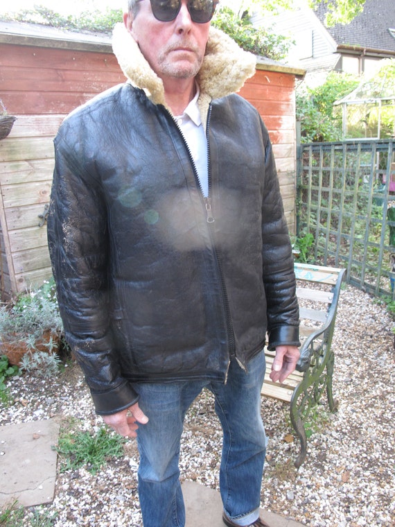 Men's original WW2 leather fighter pilot jacket size L - Gem