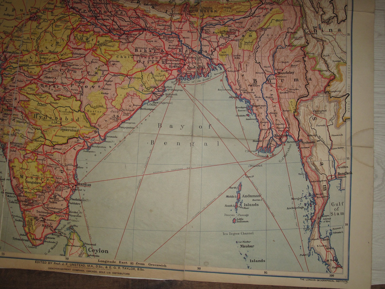 Antique School Map of The British Empire The Indian Empire | Etsy