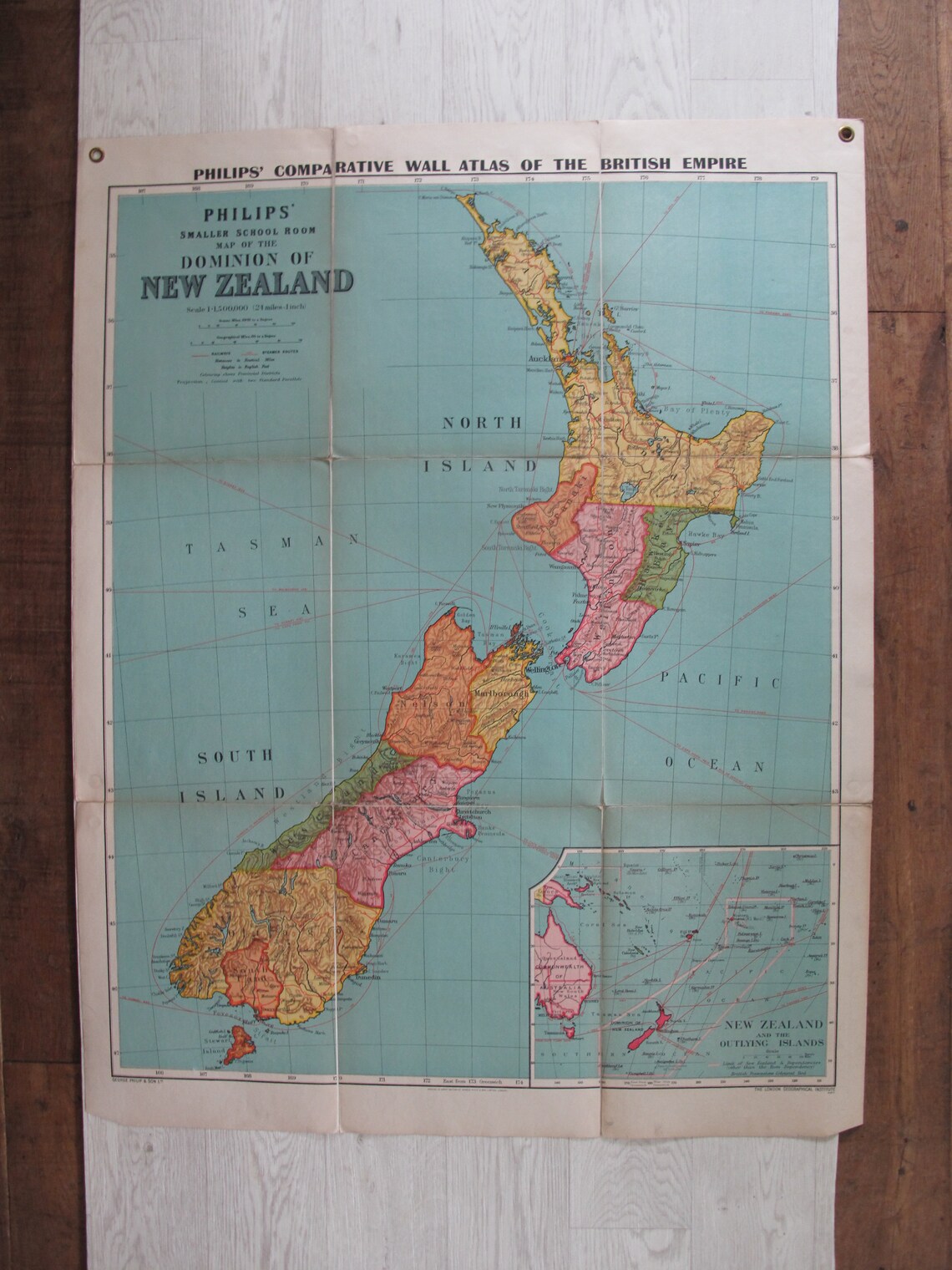 Antique School Map of the British Empire the Dominion of New - Etsy