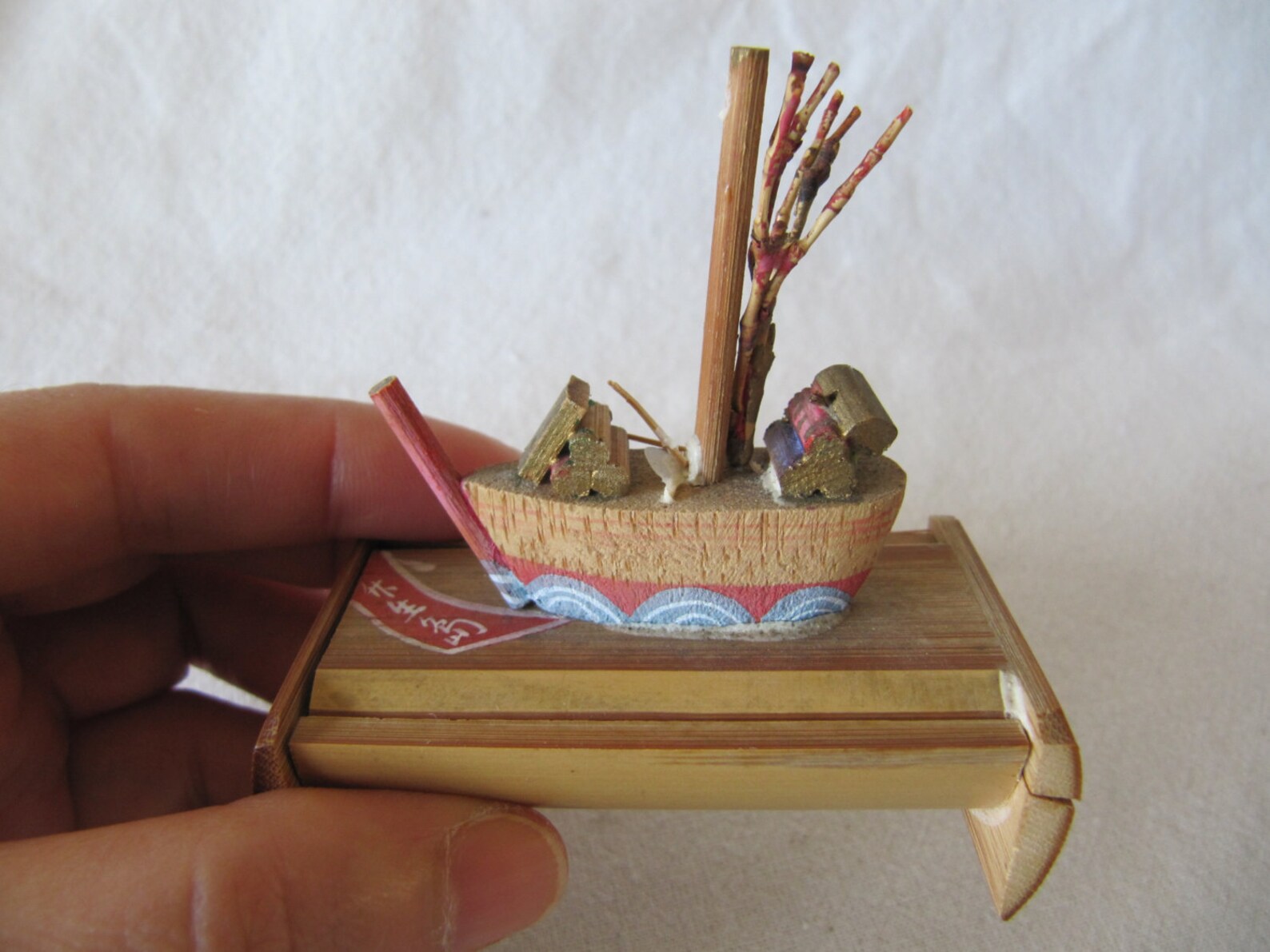 Vintage Japan Boat Toothpick Holder Bamboo Wood - Etsy