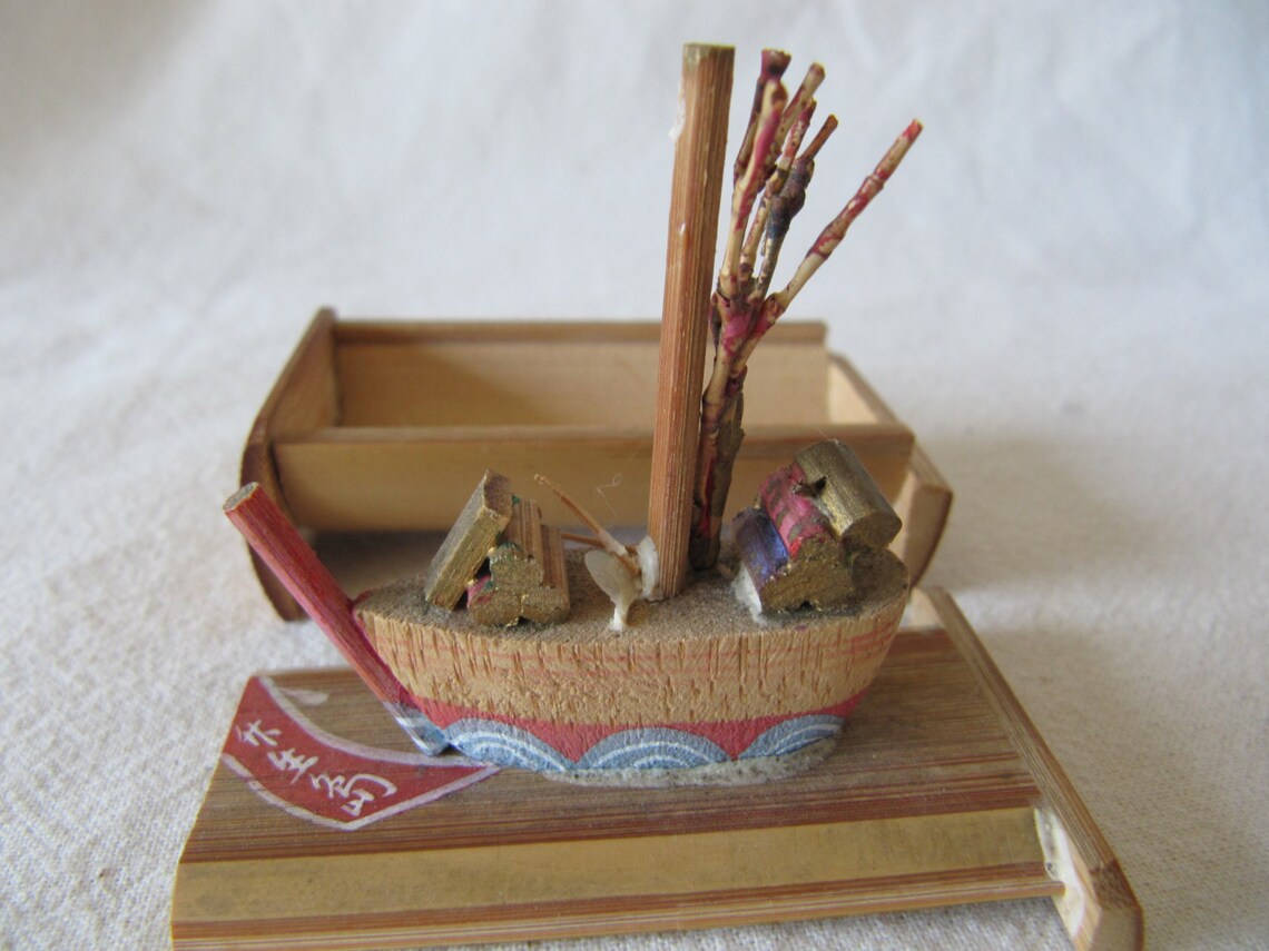 Vintage Japan Boat Toothpick Holder Bamboo Wood - Etsy